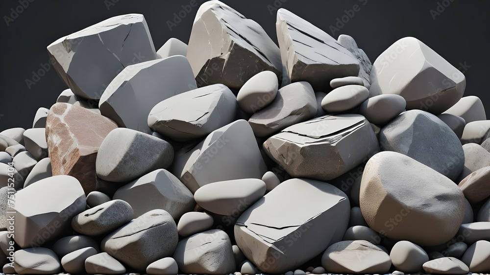 Cut out rock stones composition layout on transparent backgrounds 3d ...