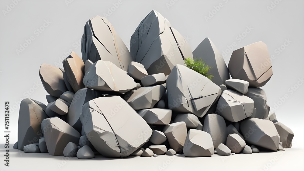 Cut out rock stones composition layout on transparent backgrounds 3d ...