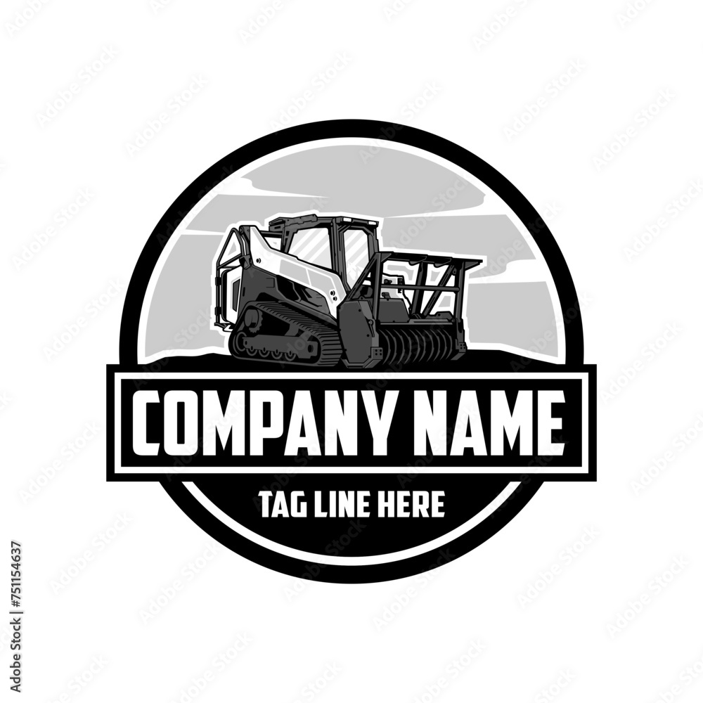 mulching machine illustration, Land Clearing Mulcher vector art Stock ...