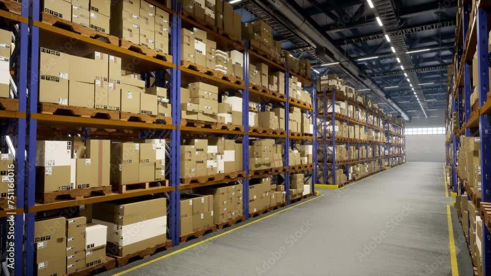 Processing storehouse stocks boxes with order receipts and details ...