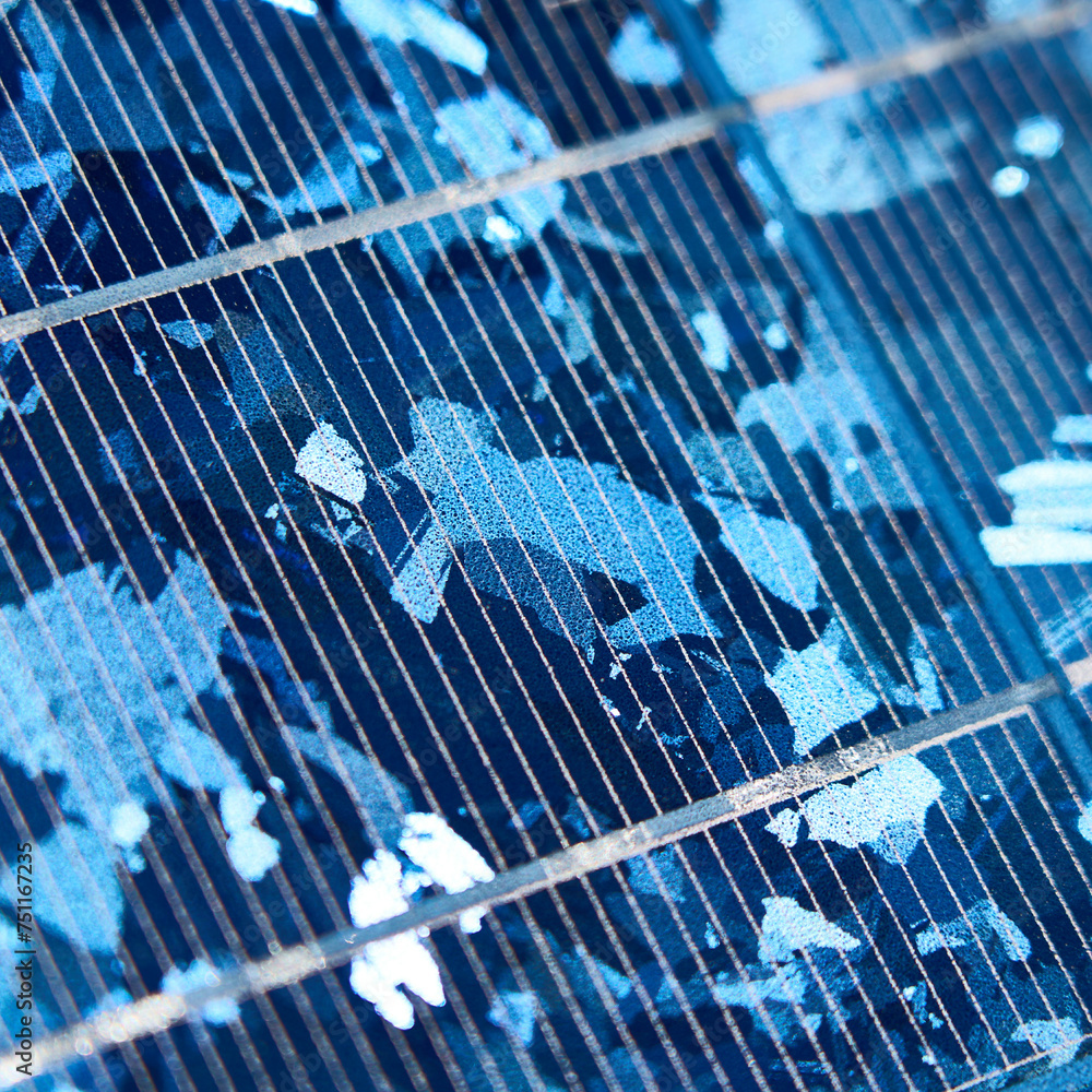 Solar panel, polycrystalline PV cell - closeup surface detail patterns ...