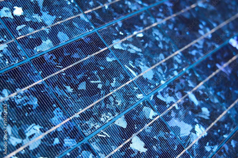 Solar panel, photovoltaic PV cell - closeup surface detail patterns ...