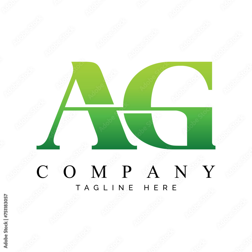 AG ag letter design logo logotype icon concept with serif font and ...