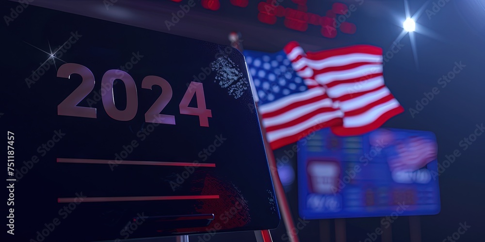 2024 US Election concept - American flag and voting for 2024 ...