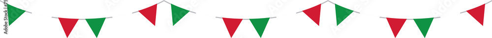 Seamless national flag of Italy triangle party bunting border. Flat ...