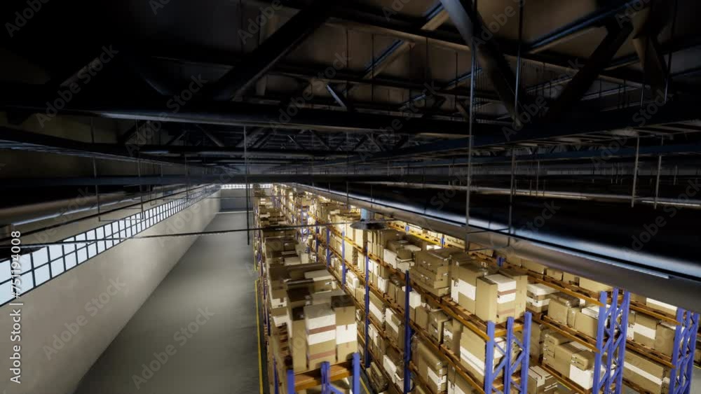 Distribution center housing merchandise for supply chain activities ...