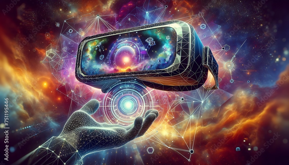 Virtual reality 3d augmented experience exited digital, VR display ...