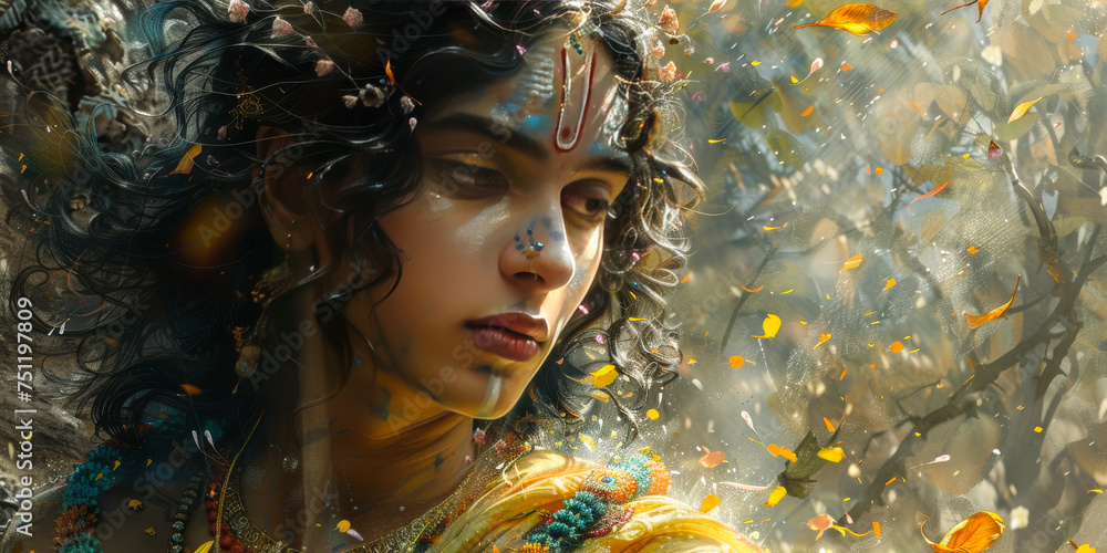 Sacred Symbolism: Lord Krishna Signature Pose, Reflecting His Divine ...