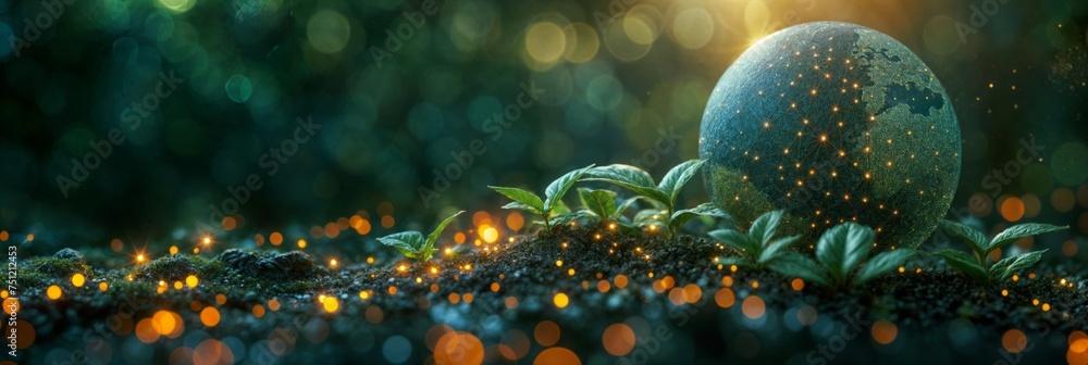 A 3D model of Earth with interactive hotspots indicating major green ...