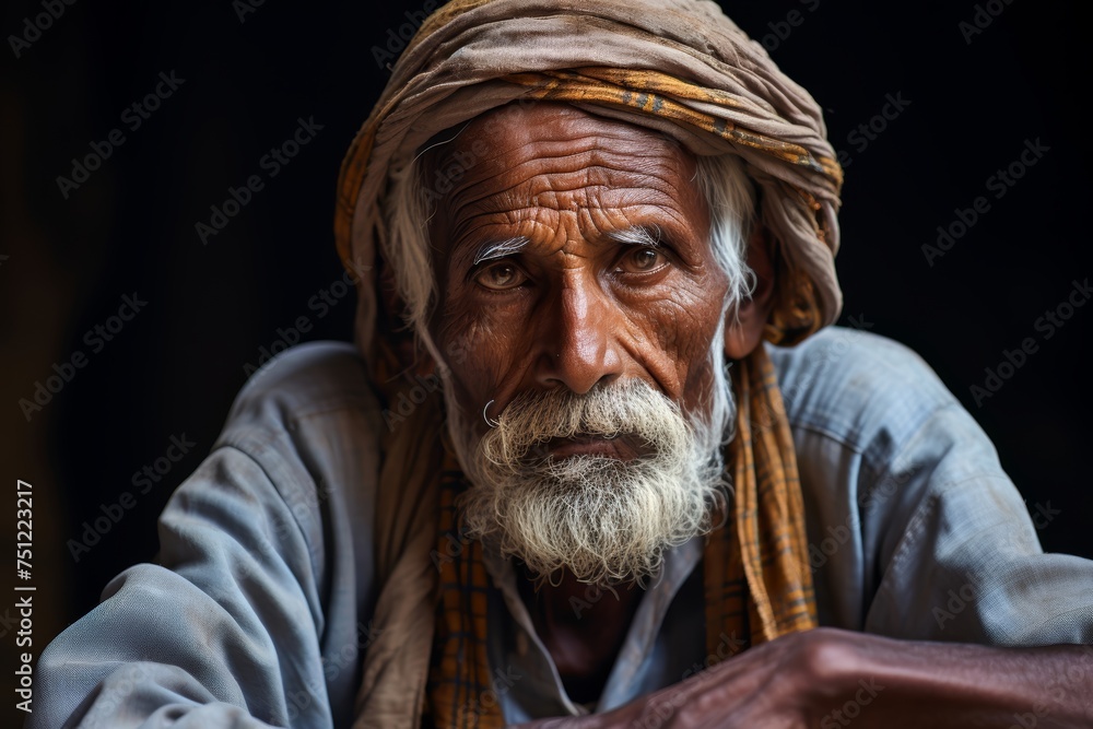 Elderly Dalit man, also in his 70s, his posture dignified despite the ...