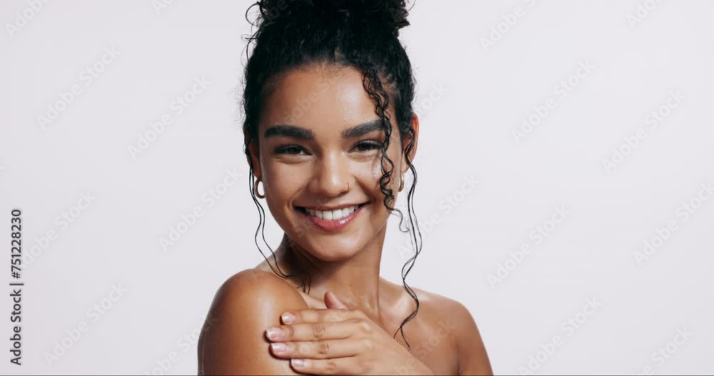 Body, skincare and woman with beauty from self care and dermatology in ...