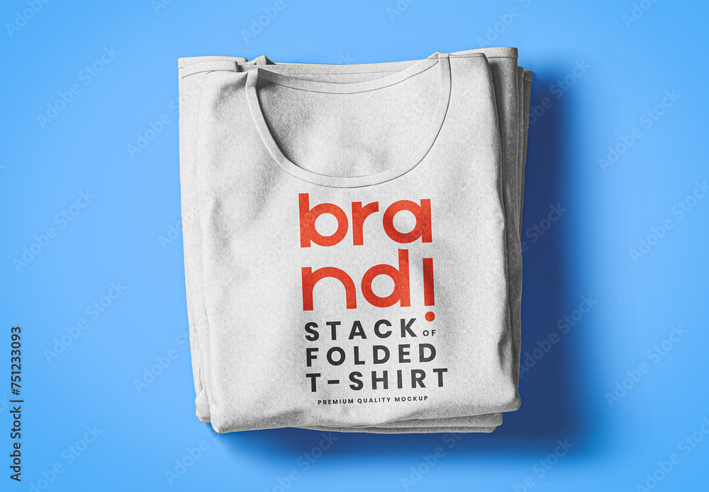 Stack of White Folded T-shirts Mockup Stock Template | Adobe Stock