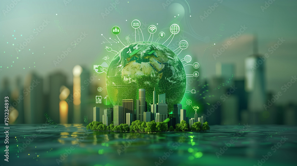 Earth Day, environmental technology concept. Sustainable development ...