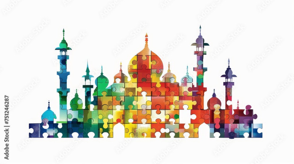 world of faith assembled: a vibrant collage depicts mosques from ...