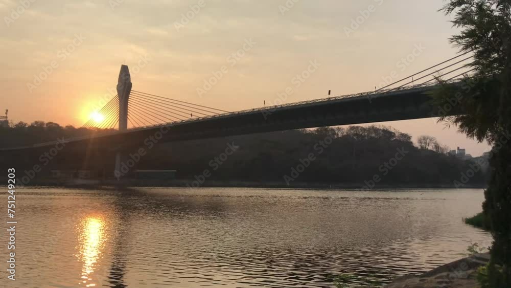 Sunrise at the Durgam Cheruvu Lake, Birds flying, Durgam Cheruvu Cable ...