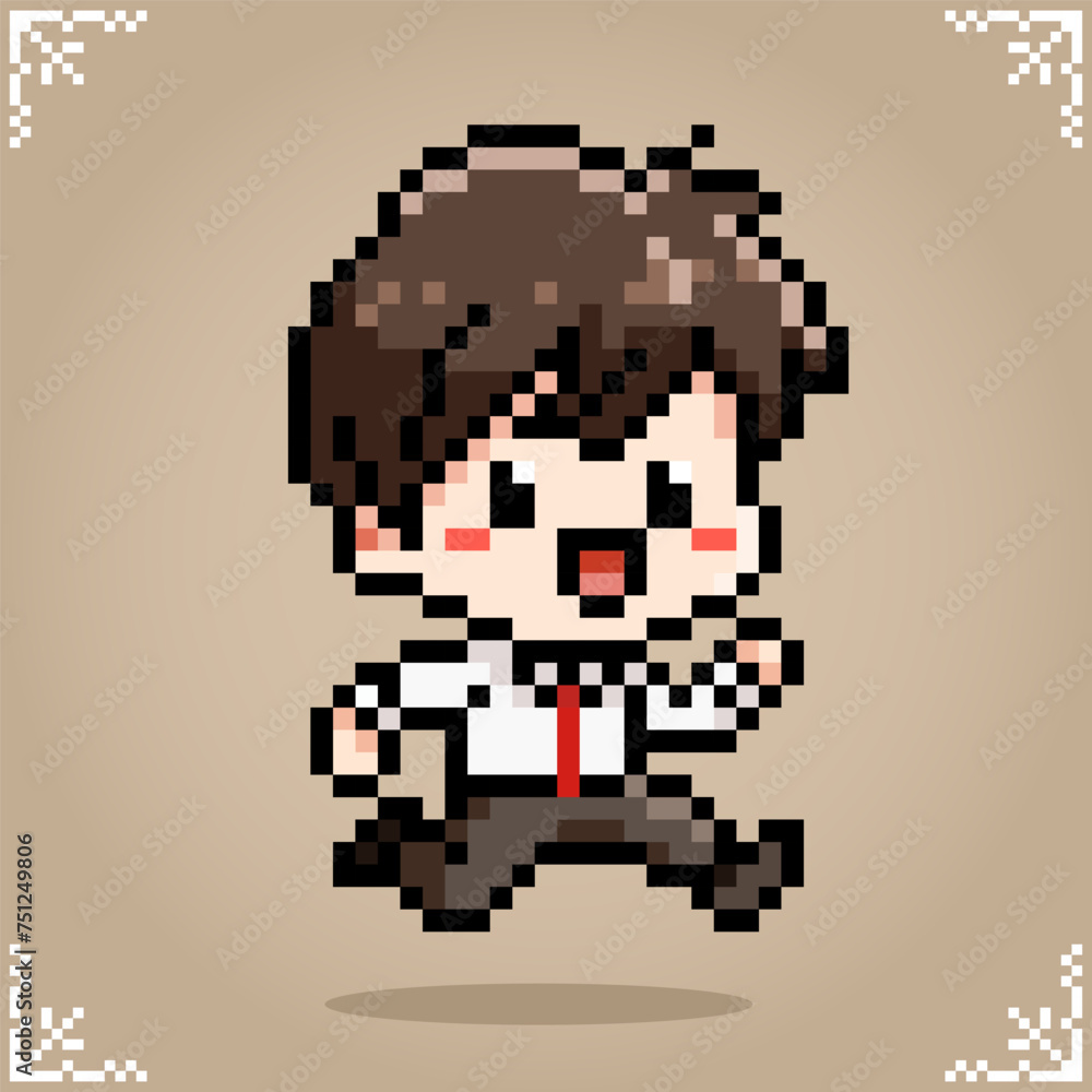 boy character running in 8 bit pixel art. Human pixels in vector ...