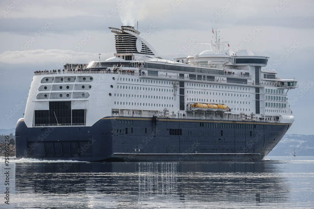 Color passenger freighter roll on roll off ro-ro pax cruise ferry in ...
