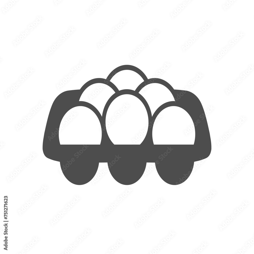 Eggs in box flat icon in line and silhouette. Simple graphic pictogram ...