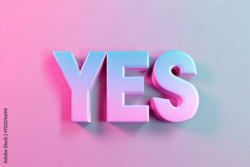 YES written in 3d render style 3d pastel color gradients y2k aesthetic ...