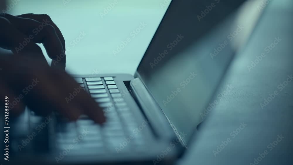 Businessman hands type on laptop keyboard business 4K Hands touch ...
