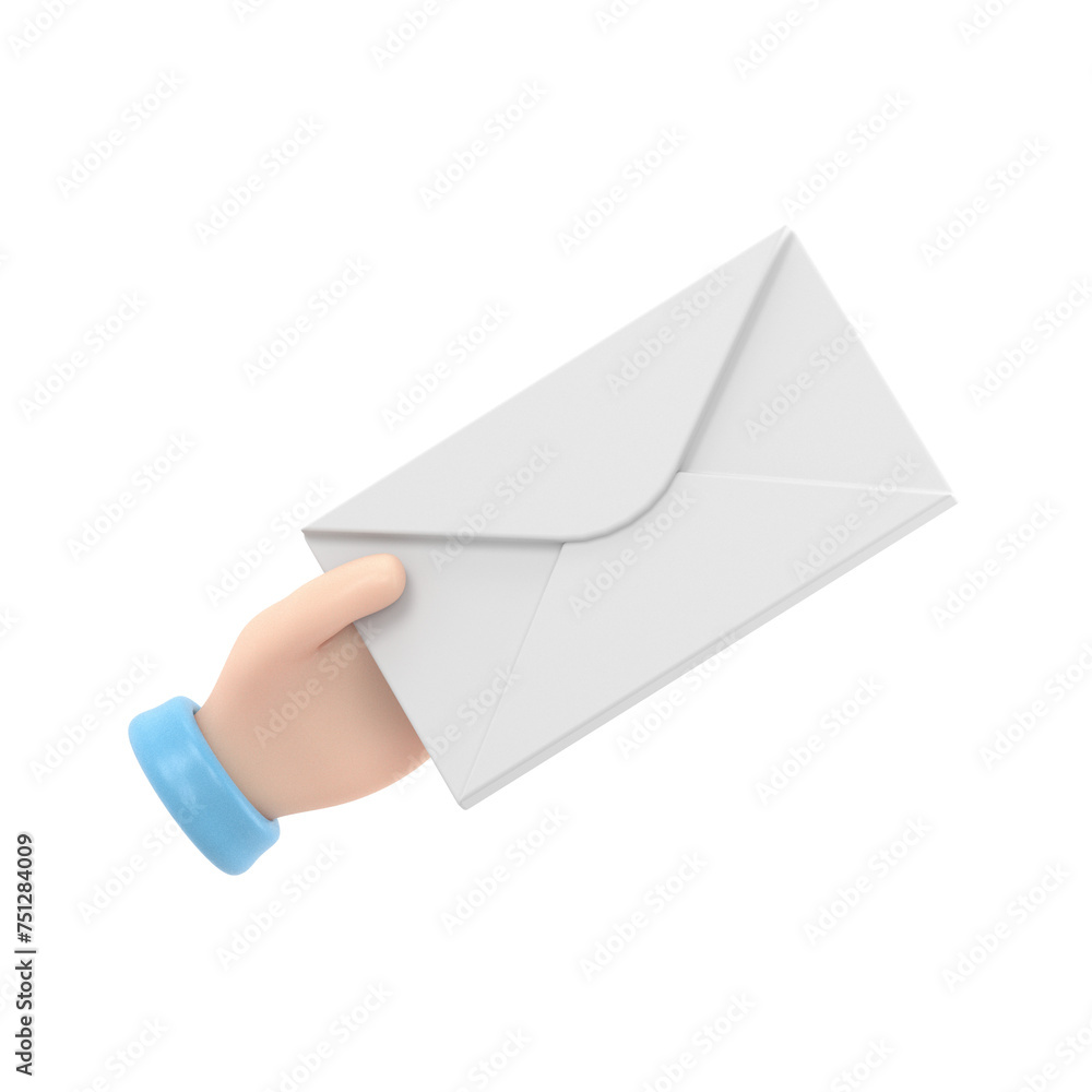 Envelope holding in the hand. Email message concept, sending. Postman ...