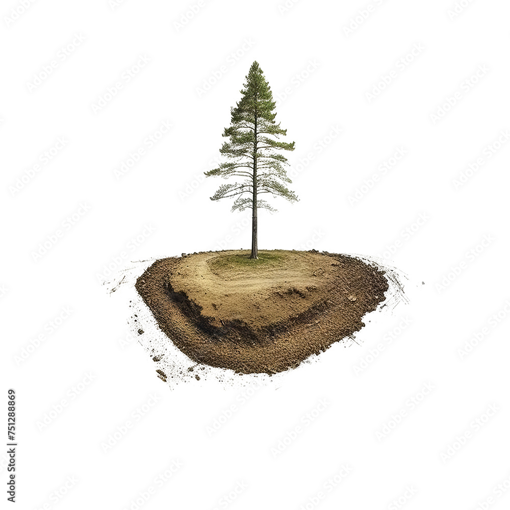 A row of isolated trees of different species with different foliage ...