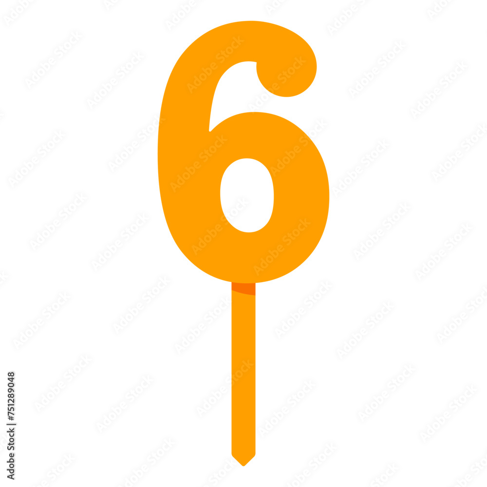 Number six happy birthday cake topper vector cartoon illustration ...