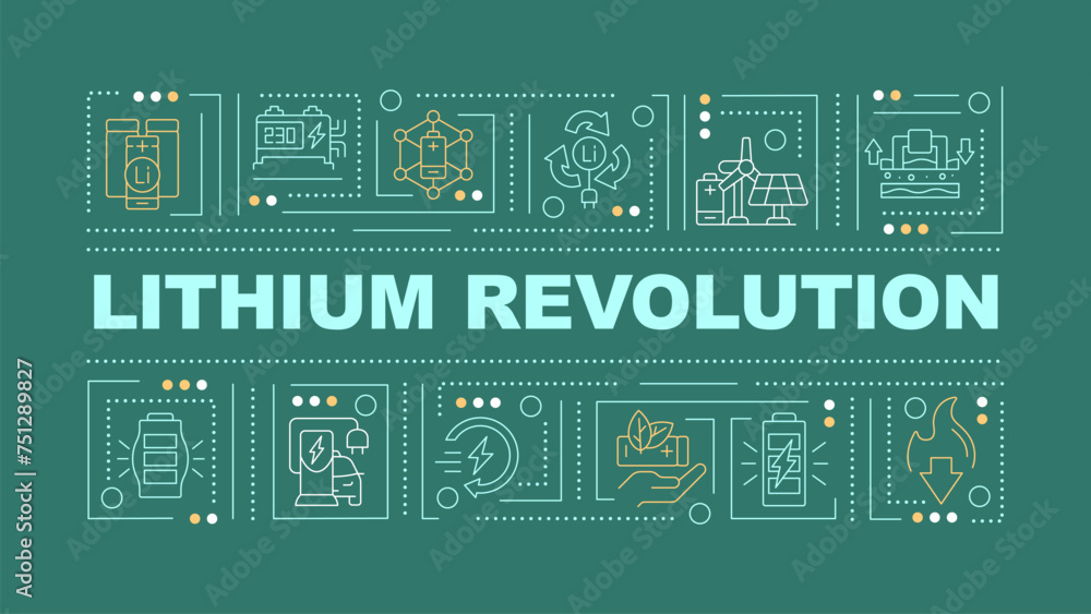 Lithium revolution green word concept. Ecofriendly power supply ...