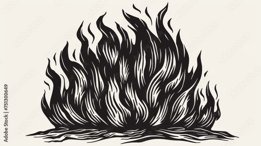 dramatic depiction of a roaring fire with flames reaching towards the ...