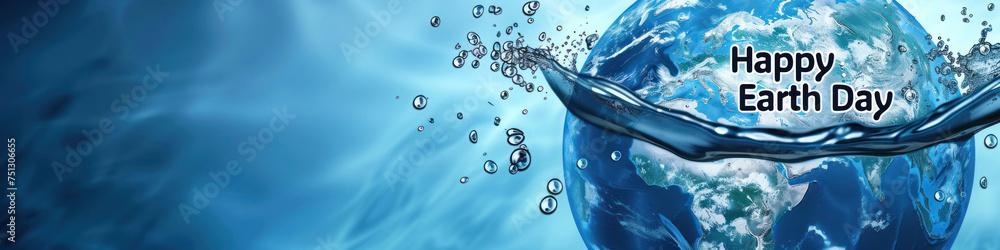 An Earth globe made entirely of water with aquatic elements, creating a ...