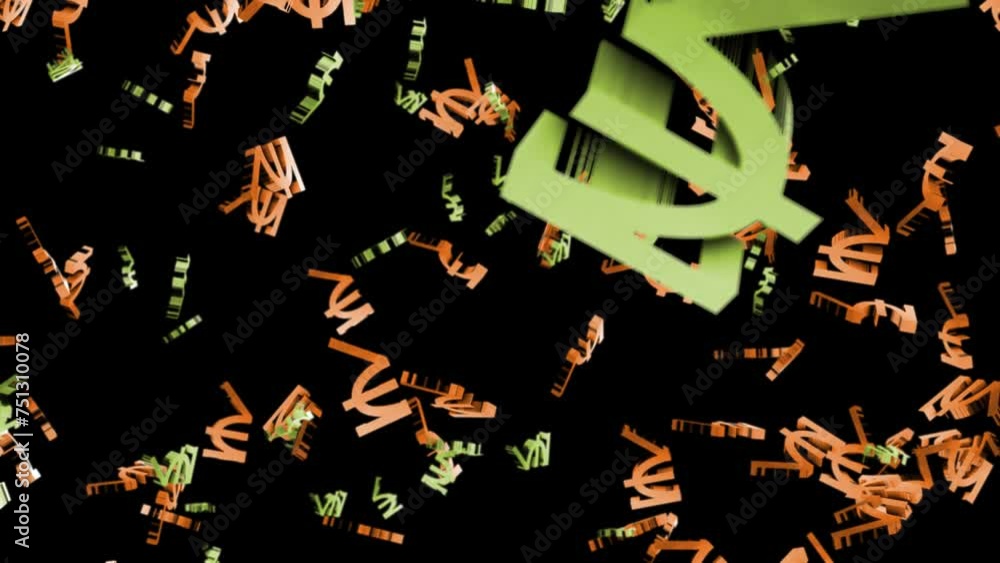 Vidéo Stock Indian Rupee Sign Falling Animation On Black Background ...