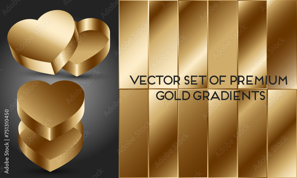 Vector set of premium gold gradients. Art design collection of luxury ...