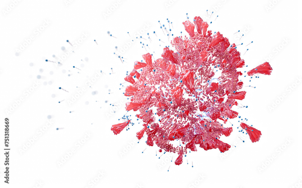 Soap molecules destroying a virus, conceptual illustration. Soap ...