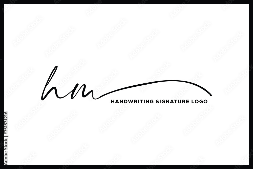 HM initials Handwriting signature logo. HM Hand drawn Calligraphy ...