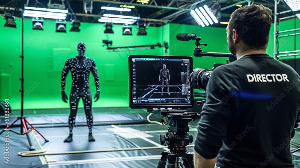 Big film studio, professional crew shooting blockbuster movie. Using ...