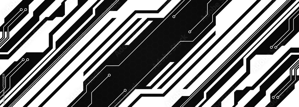 Abstract geometrical cyber tech metaverse digital web 3 horizontal dark ...