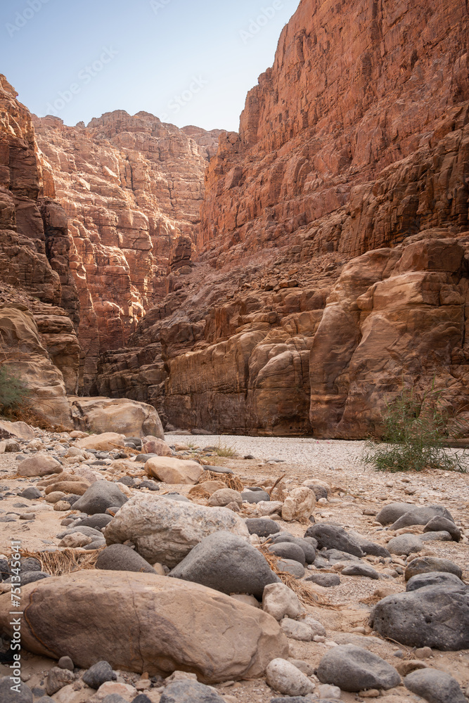 Vertical Scenery of Wadi Mujib in Jordan. Mujib Biosphere Reserve in ...