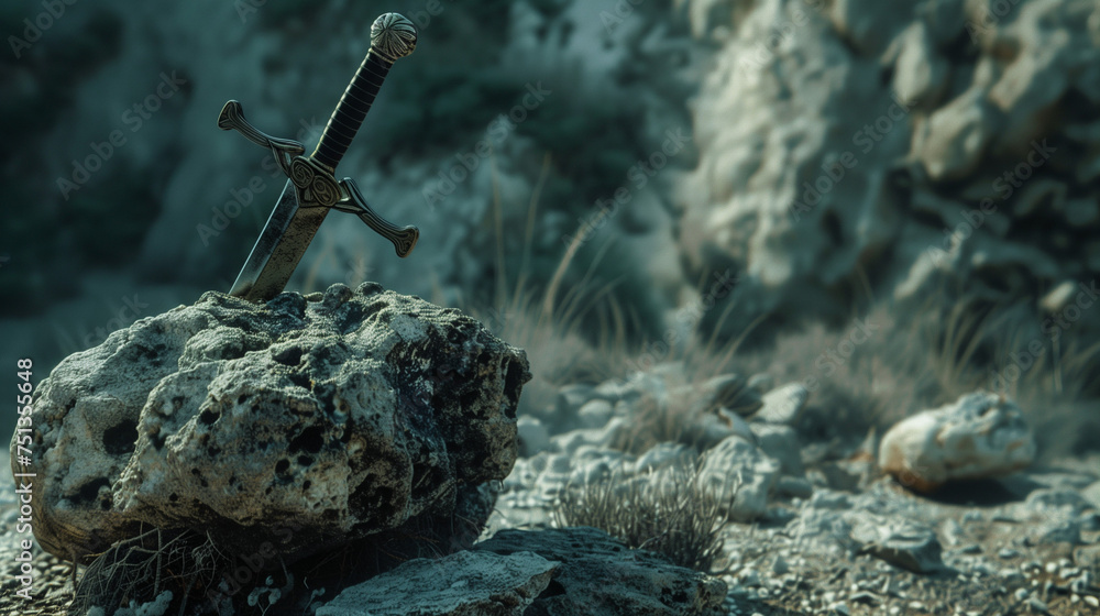 Medieval sword stuck in stone, fantasy and history concept, Sword stuck ...