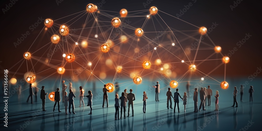 Connection, network, relation concept. human relation and network model ...