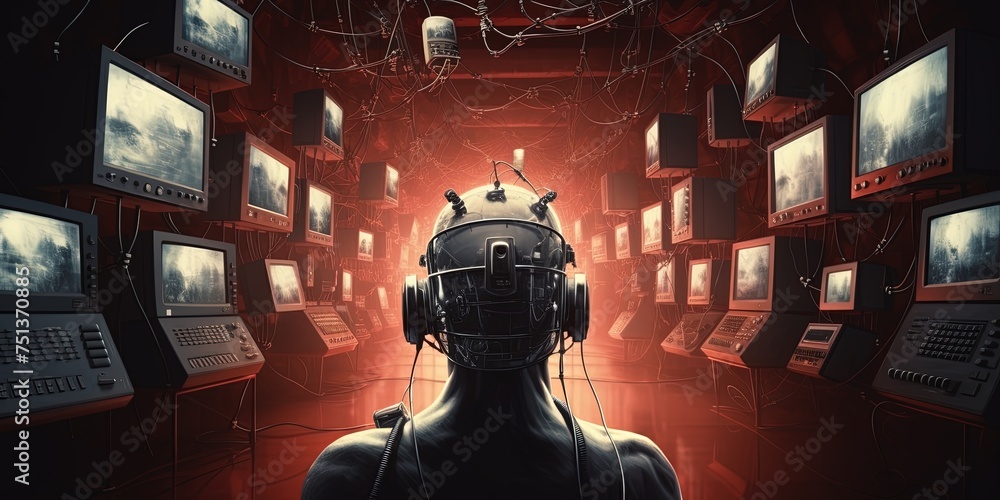 High technology dystopia, mind control, fascism, dark ages, concept ...