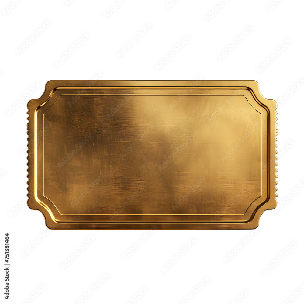 blank golden ticket top view isolated on transparent background Stock ...