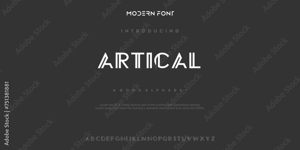Artical Double line monogram alphabet and tech fonts. Lines font ...