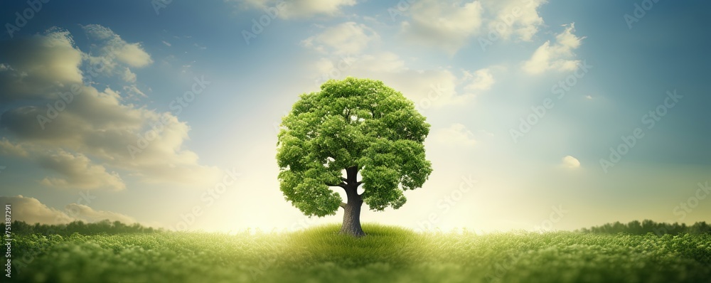 CO2 reducing icon with tree on greenery background for decrease CO2 ...