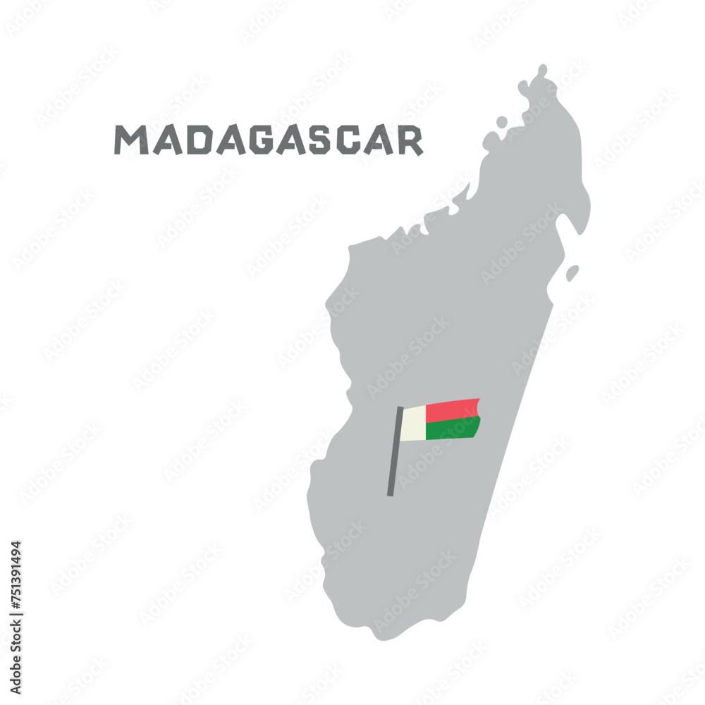 Madagascar vector map with the flag inside. Map of the Madagascar with ...