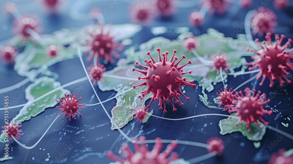Virus Model. A conceptual visualization of a virus outbreak and its ...