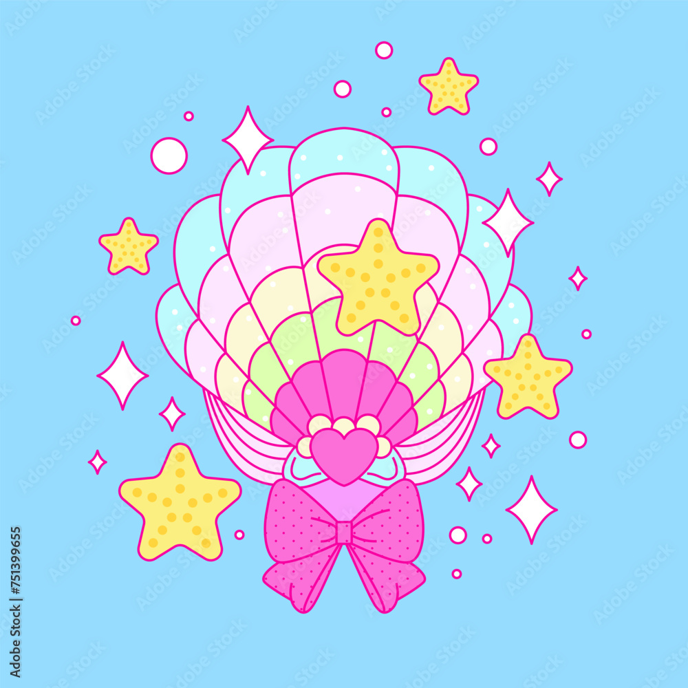 Sea shell background vector illustration. Abstract cute shell ...