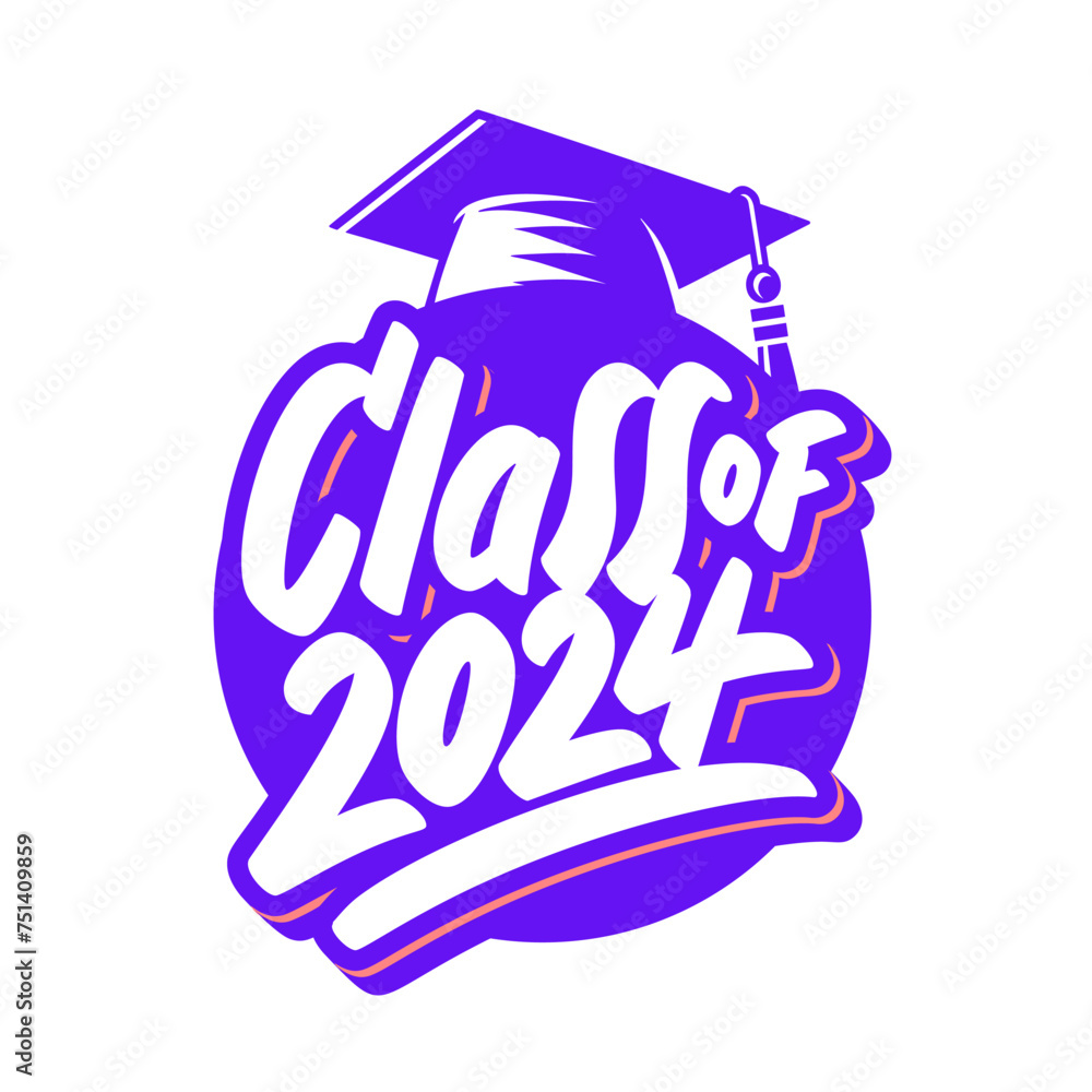 Class of 2024. Vector handwritten lettering. Stock Vector | Adobe Stock