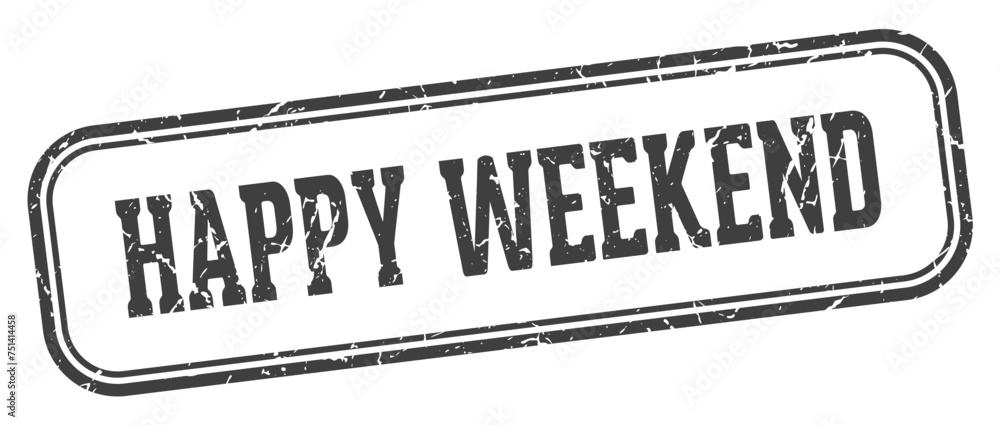 happy weekend stamp. happy weekend rectangular stamp on white ...