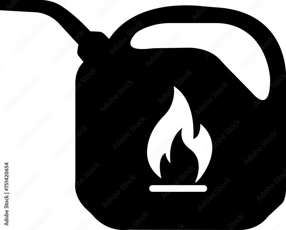 Fuel can icon in black Fill style. black handle jerry can. Petrol and ...