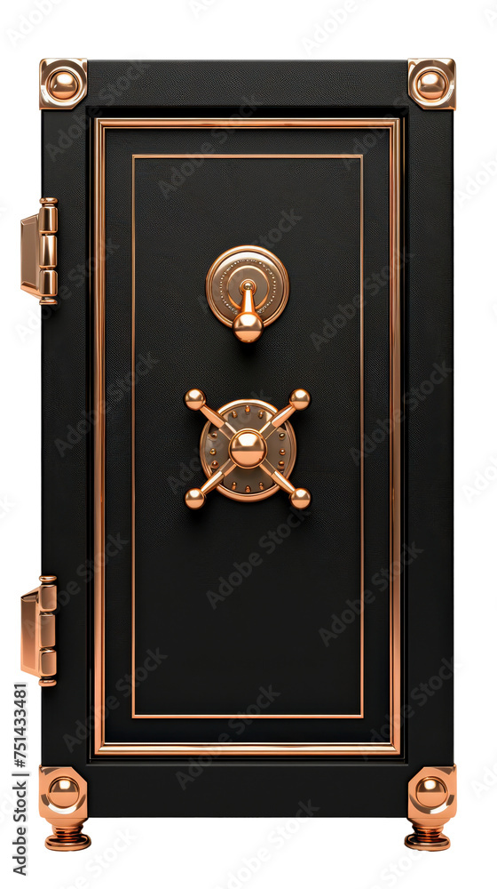 Elegant Black and Copper Safe With Golden Wheel Lock , Transparent ...